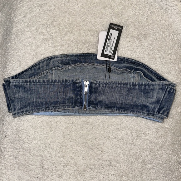 PrettyLittleThing | Tops | Vintage Belted Denim Bando Top By Pretty ...